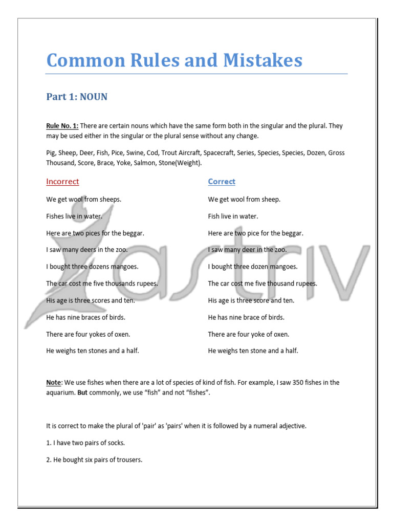 Common Rules and Mistakes of Noun, Pronoun, Possessive and Adjective by ...