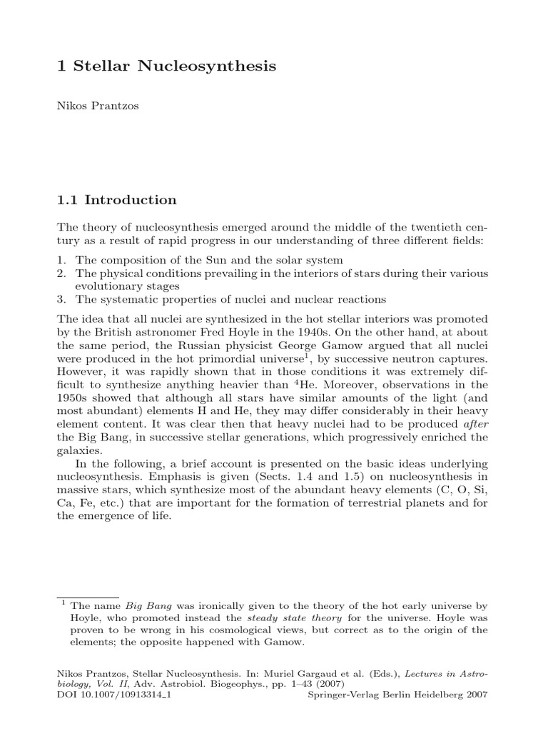 Stellar Nucleosynthesis Overview | PDF | Stars | Atomic Nucleus
