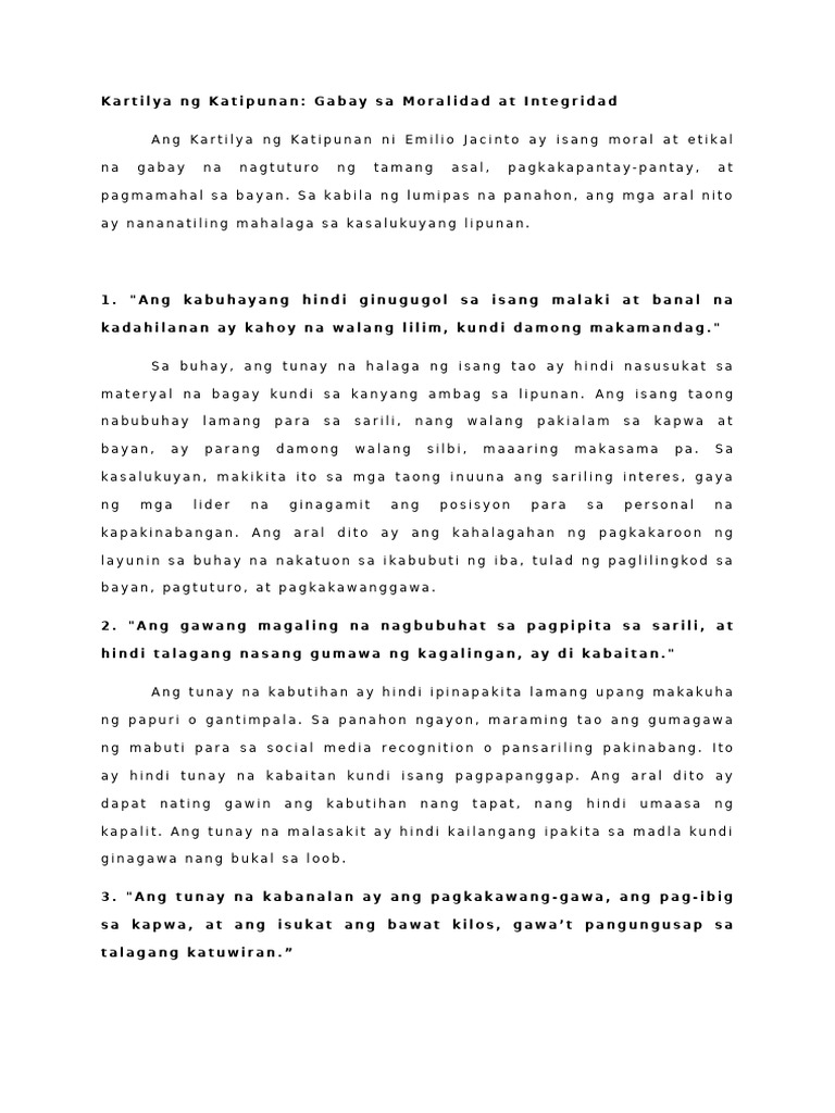 Kartilya NG Katipunan | PDF