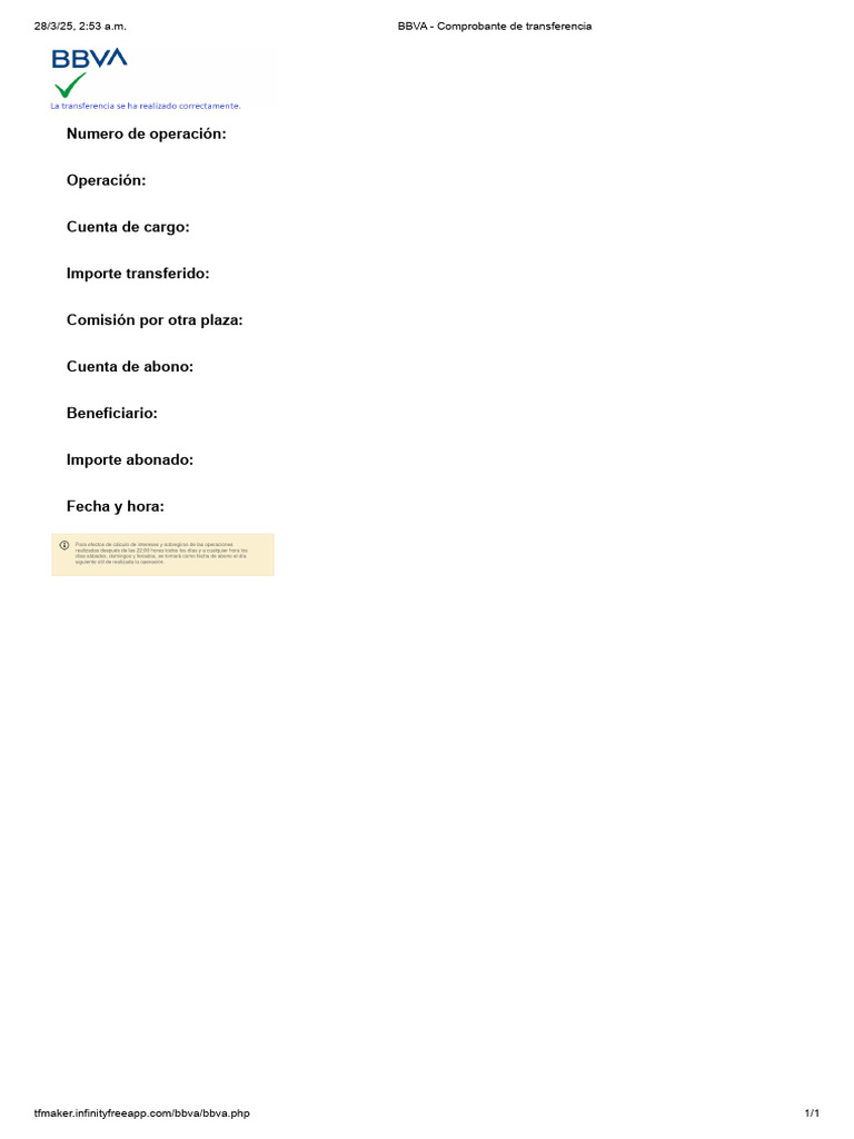 BBVA - Comprobante de Transferencia | PDF