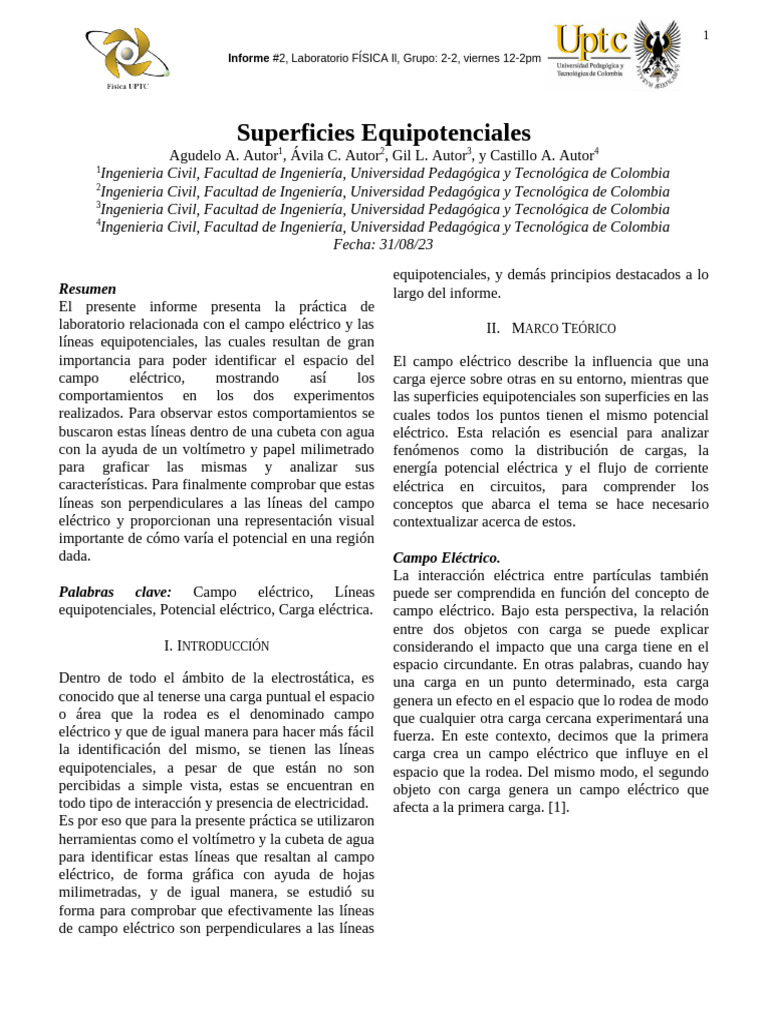 Informe Equipotenciales | PDF | Electricidad | Campo eléctrico