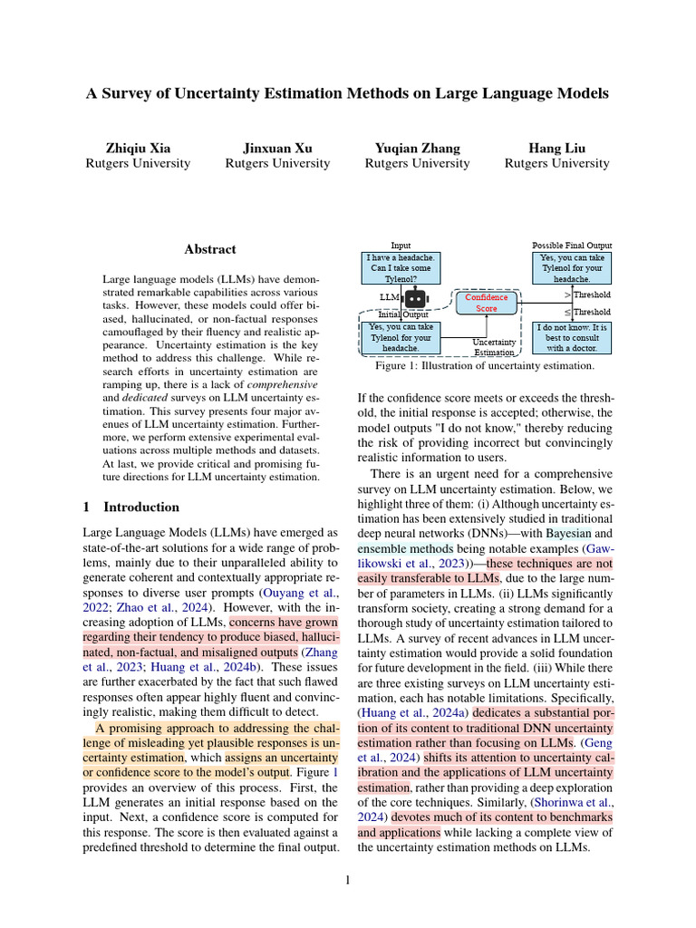 A Survey of Uncertainty Estimation Methods On Large Language Models | PDF | Learning ...