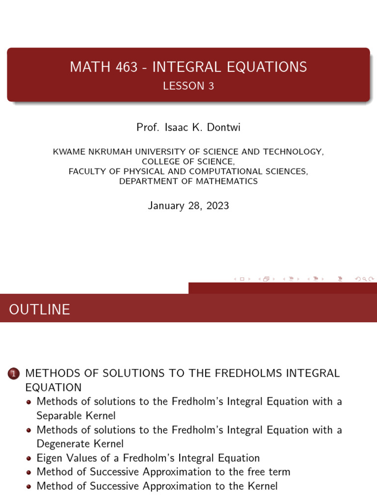 Math 463 Integral Equations | PDF | Integral Equation | Teaching Mathematics