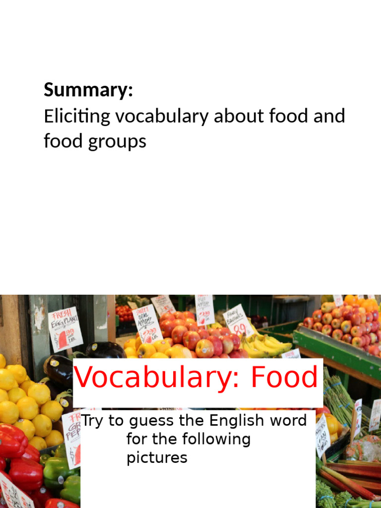 Food Food Groups Vocabulary | PDF