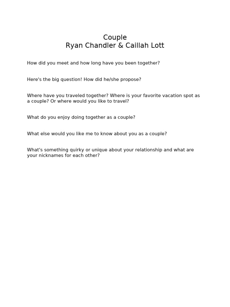 Couple Questionnaire | PDF
