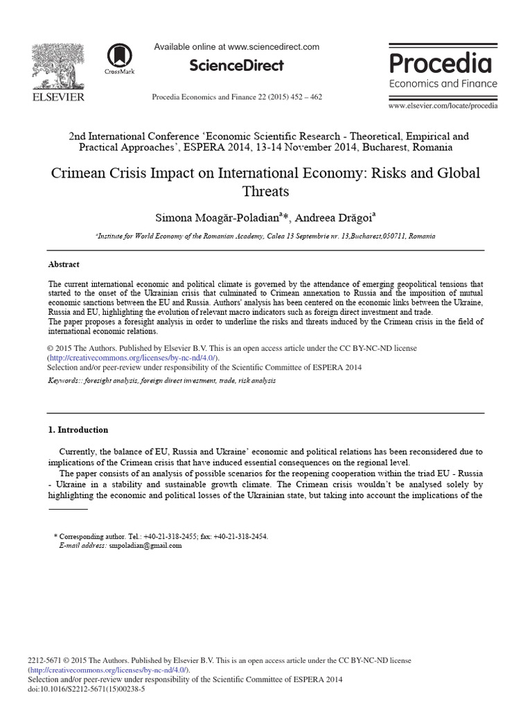 Crimean Crisis Impact On International Economy Ri - 2015 - Procedia ...