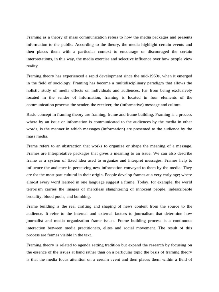 Understanding Framing Theory in Media | PDF | Framing (Social Sciences ...