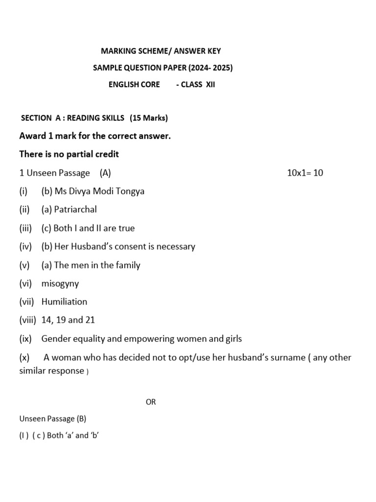 Award 1 Mark For The Correct Answer. There Is No Partial Credit | PDF ...