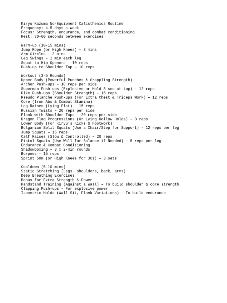 Kiryu Kazuma Workout | PDF