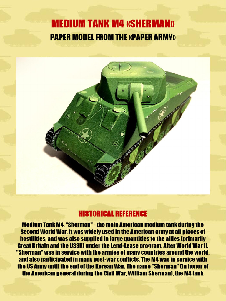 M4 Sherman Papercraft Model Guide | PDF | M4 Sherman | Tanks