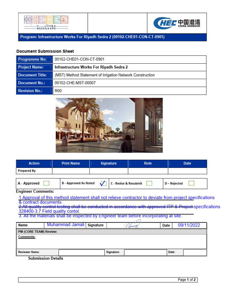 00102-CHE-MST-00007 Rev - 00 (MST) Method Statement of Irrigation ...