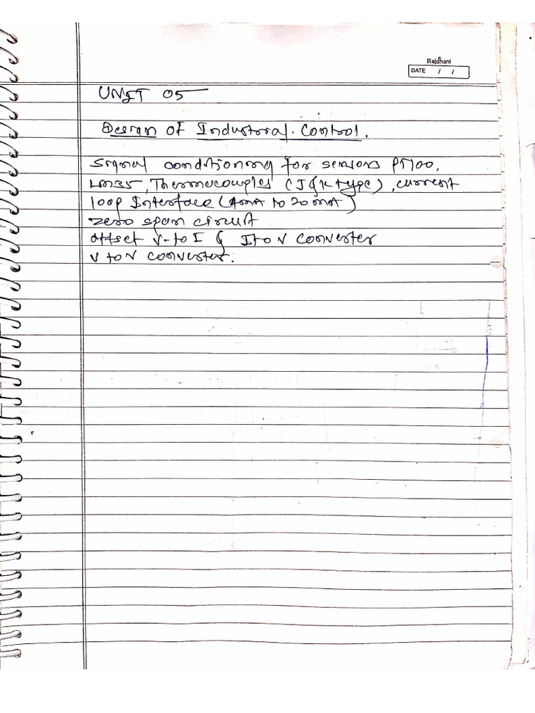 UNIT 5 Design of Industrial Control | PDF