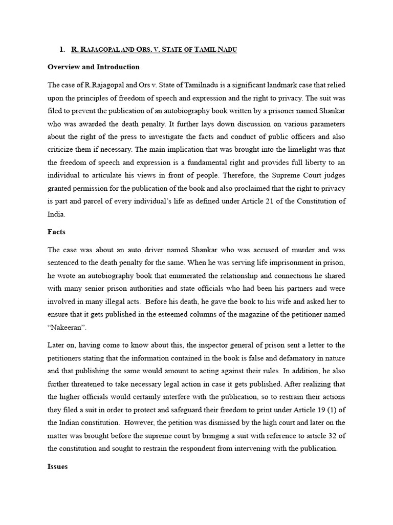 Consti End Sem Cases | PDF | Privacy | Right To Privacy