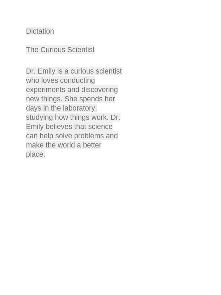 Dr. Emily: A Passionate Scientist | PDF