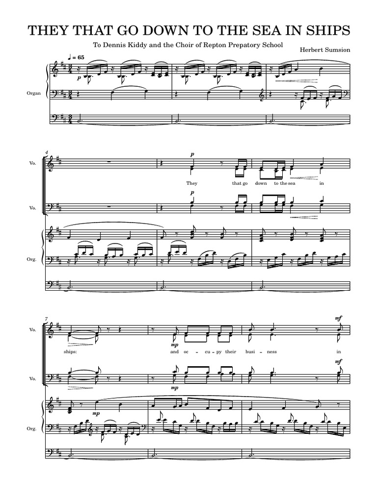 They That Go Down To The Sea in Ships (Herbert Sumsion) | PDF | Vocal ...