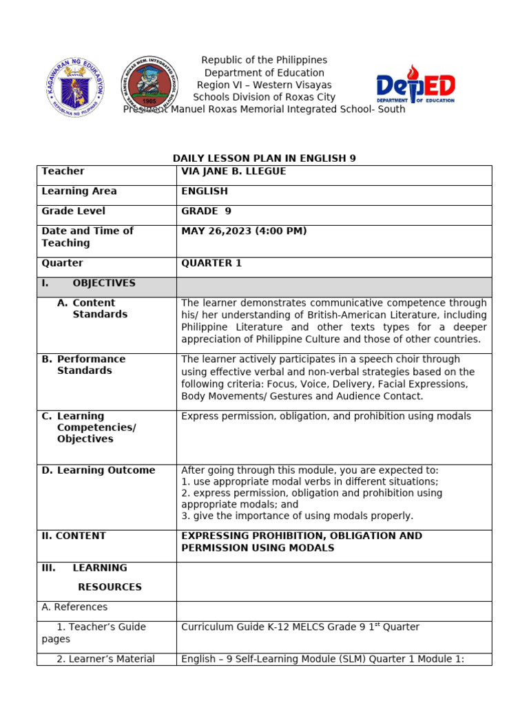 Final Demonstration Teaching - Internship | PDF | Learning | Verb
