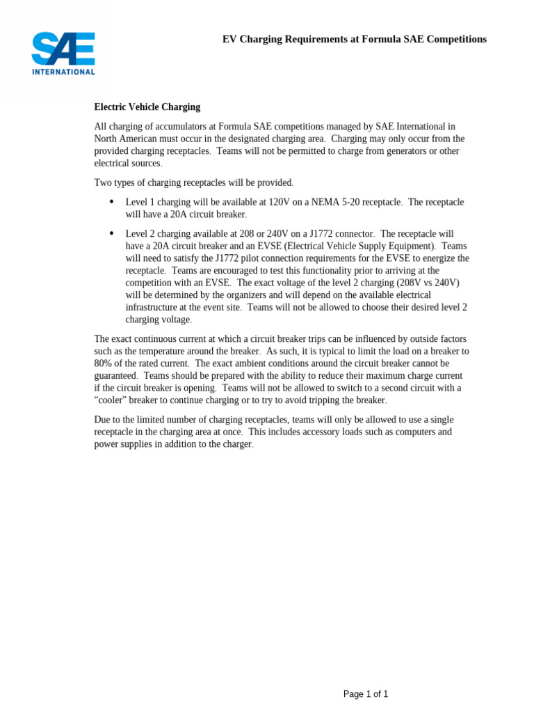 Formula SAE EV Charging Guidelines | PDF