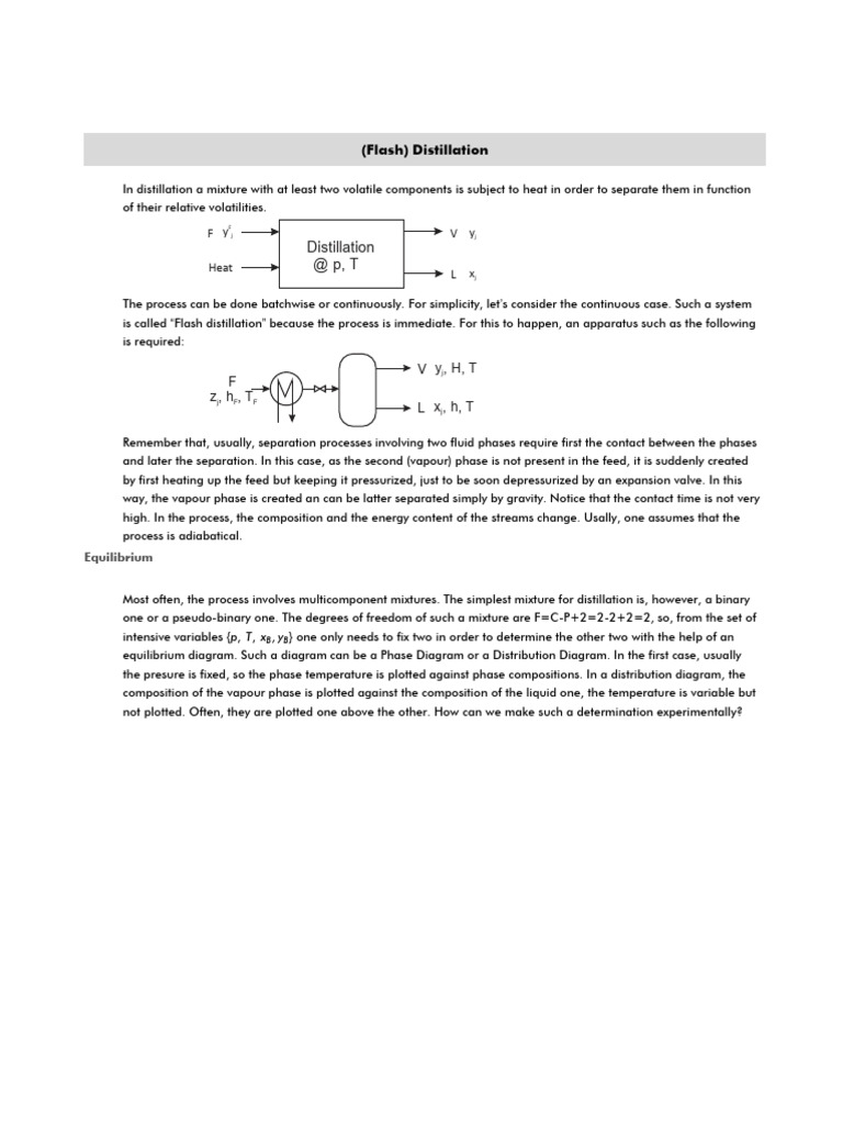 1 1 Flash Distillation | PDF | Distillation | Phase (Matter)