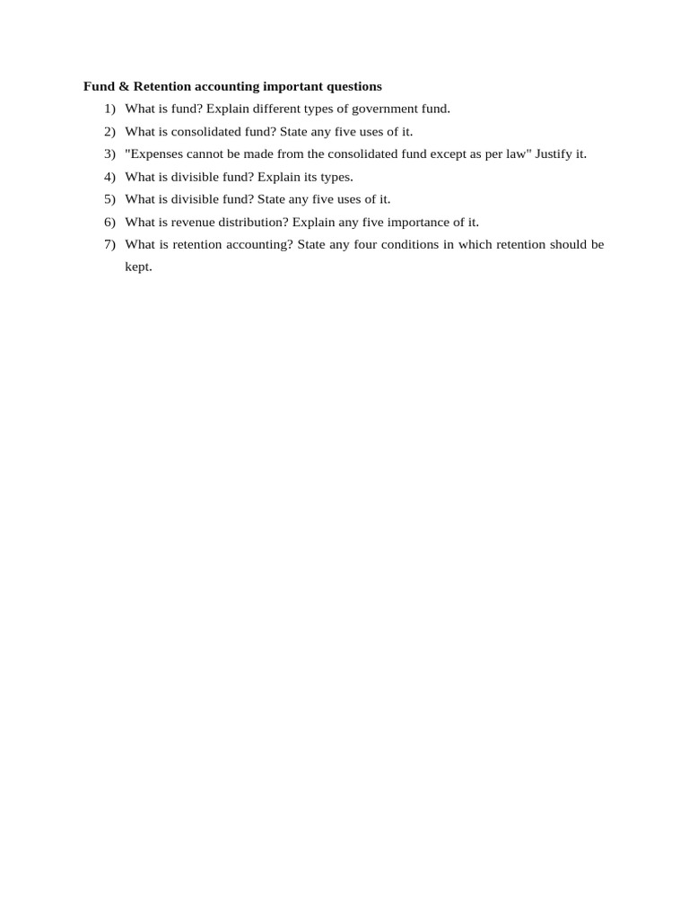 Key Questions on Fund & Retention Accounting | PDF