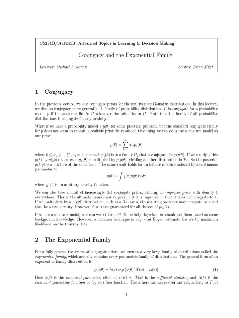 Conjugacy and The Exponential Family | PDF | Statistical Theory ...