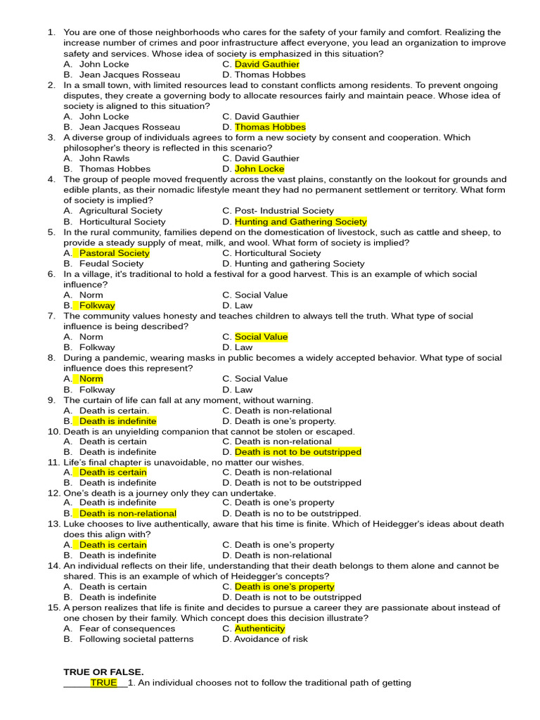 Reviewer Philosophy Final Exam | PDF | Society | John Locke