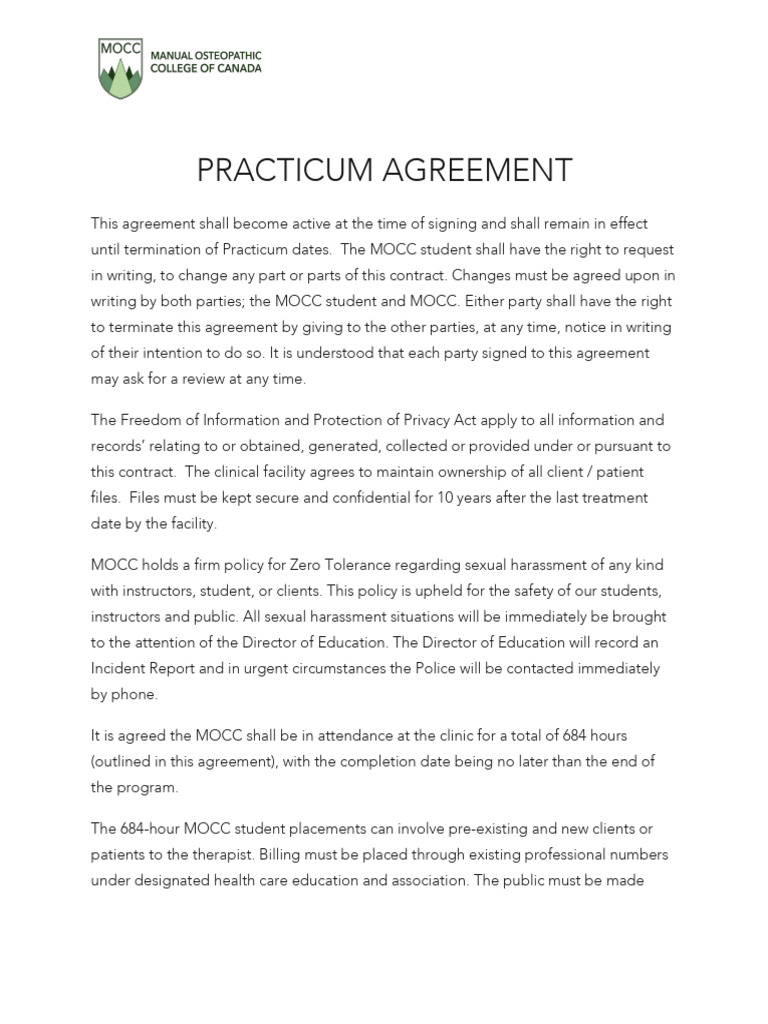 Practicum Placement Agreement 2 | PDF | Justice | Crime & Violence