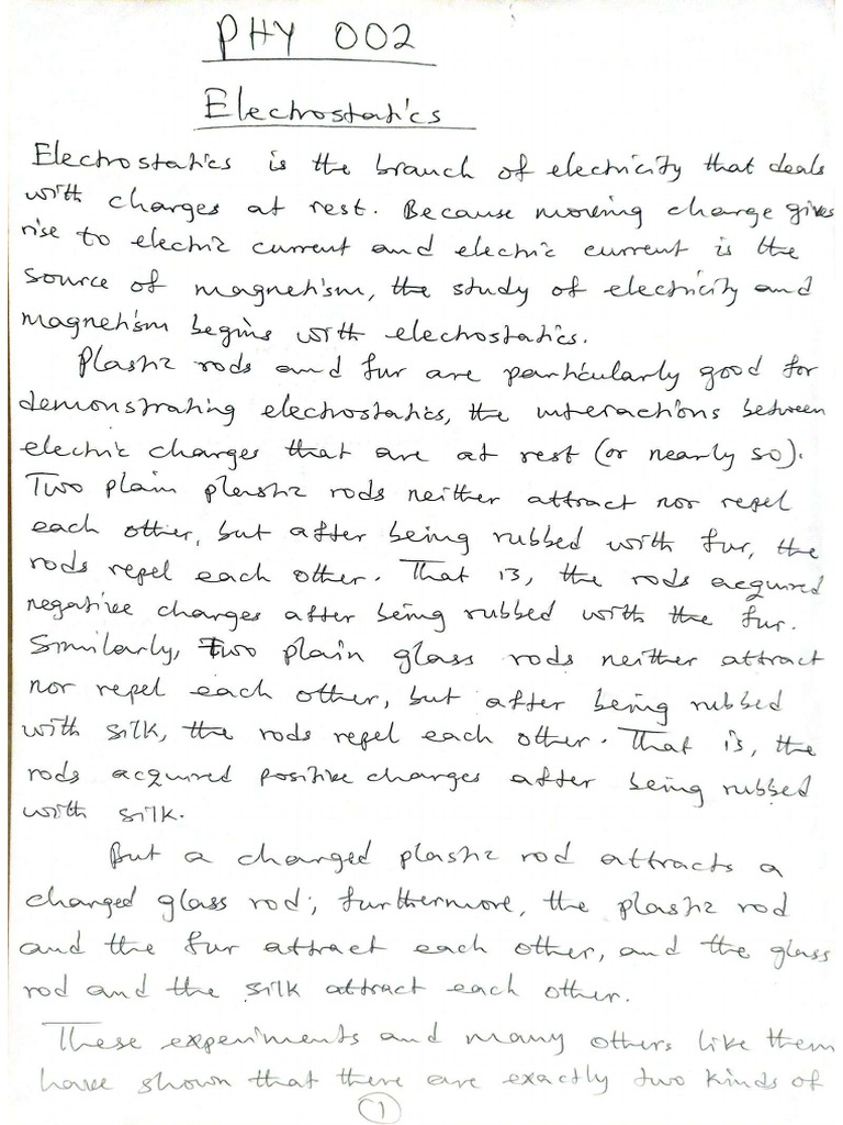 PHY 002 Lecture Note 1 | PDF