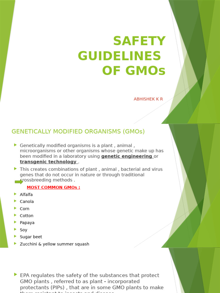 Safety Guidelines of GMOs (1) | PDF | Genetically Modified Food ...