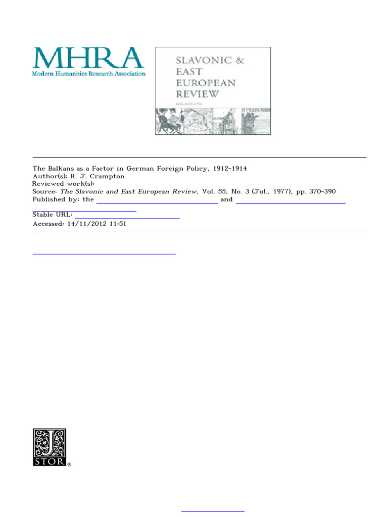 German Foreign Policy and the Balkans, 1912-1914 | PDF | Allies Of ...