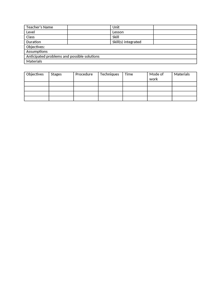 Lesson Plans Template | PDF