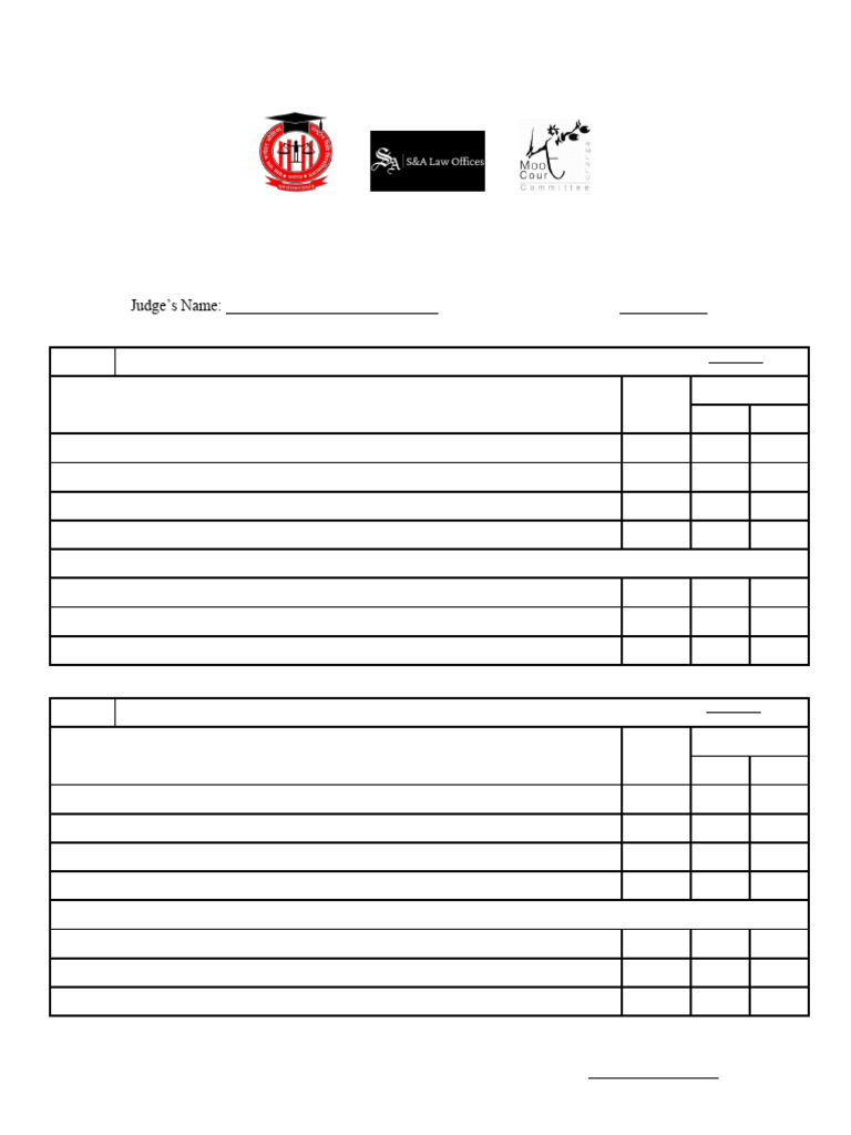 RMLNLU Arbitration Moot Court Score Sheet | PDF | Legal Education ...