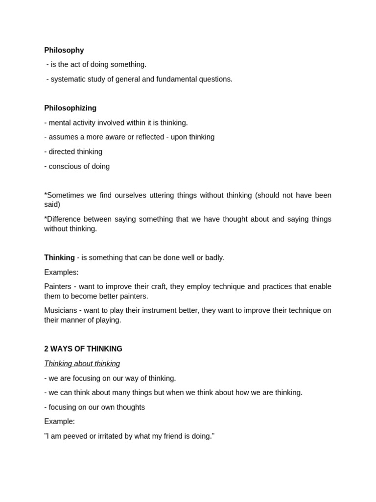 Lesson 1 Doing Philosophy | PDF | Idea | Thought