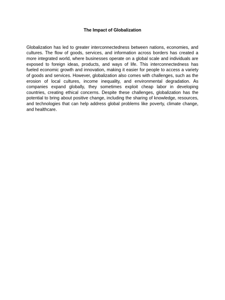 Effects of Globalization on Society | PDF