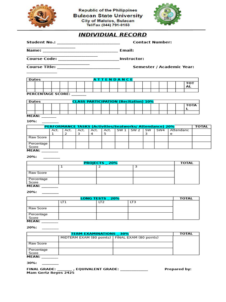 2425 - Grade Sheet | PDF
