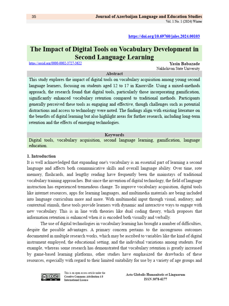 The Impact of Digital Tools On Vocabulary Developm | PDF | Learning ...