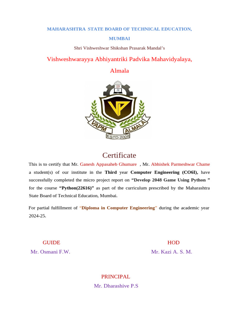 Ganesh Appasaheb Ghumare -Python-certificate | PDF