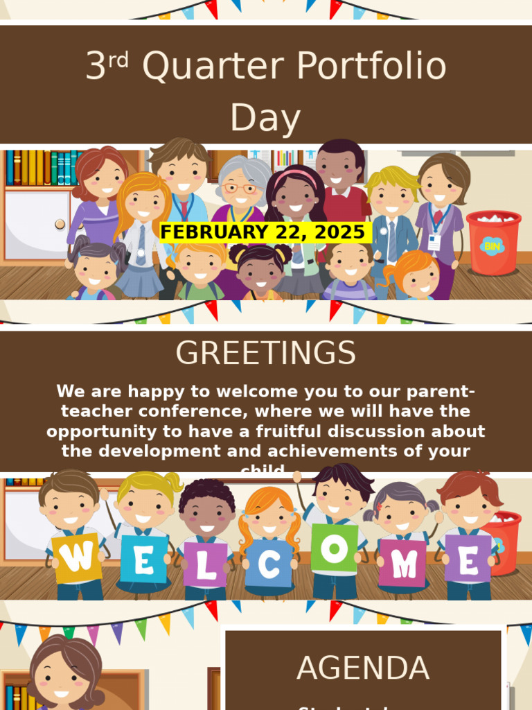 Parent Teacher Conference Classroom Presentation in Colorful Cartoon ...