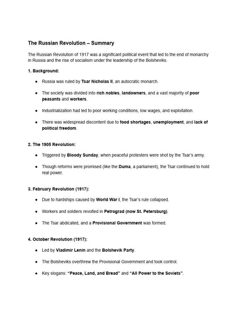 Overview of the Russian Revolution | PDF