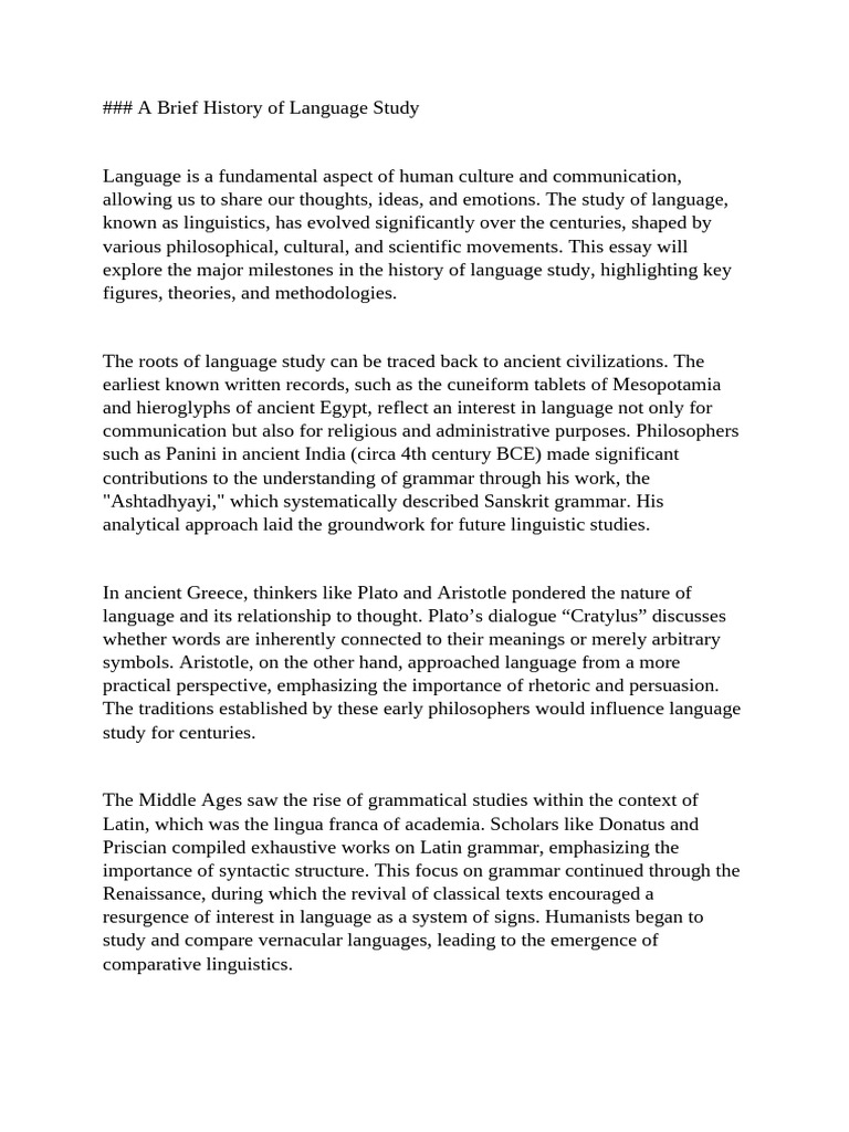 A Brief History of Language Study | PDF