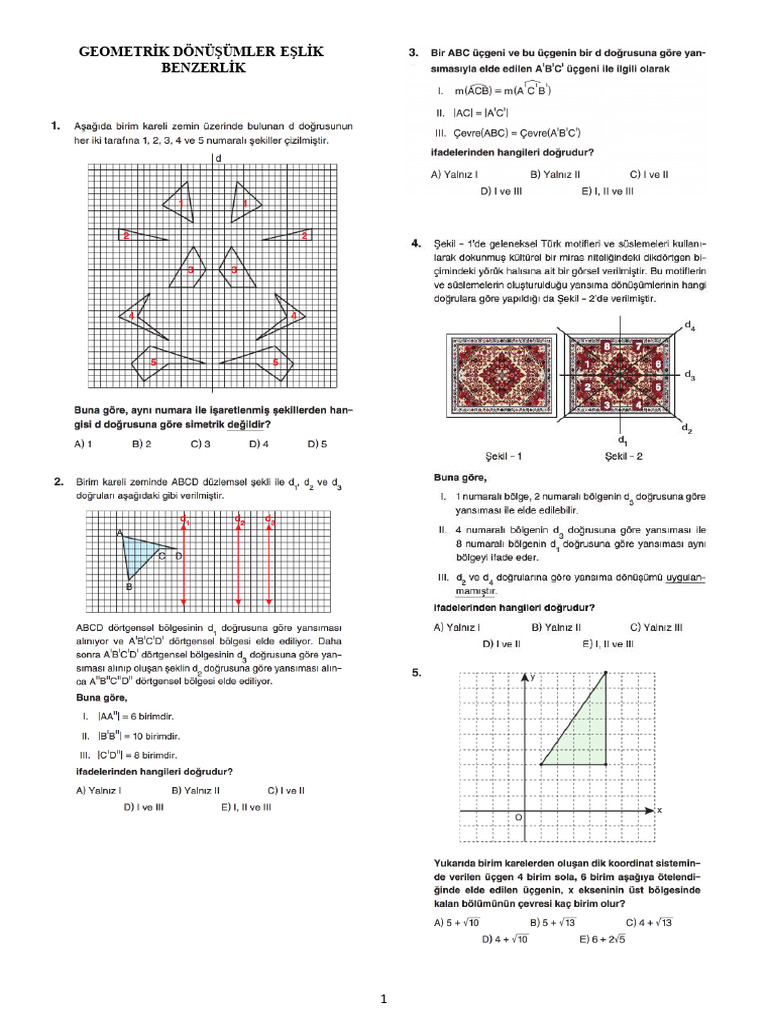 GEOMETRİK DÖNÜŞÜMLER - Kopyası | PDF
