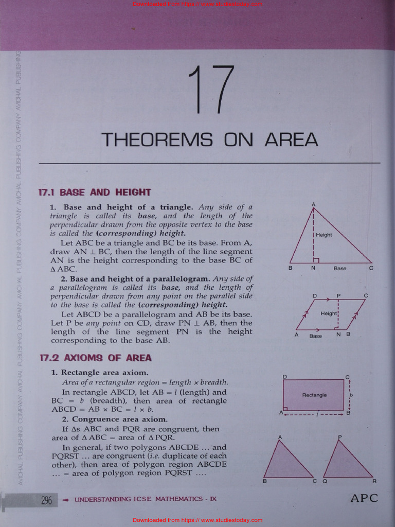 ICSE Class 9 Maths Chapter 17 Theorems On Area | PDF