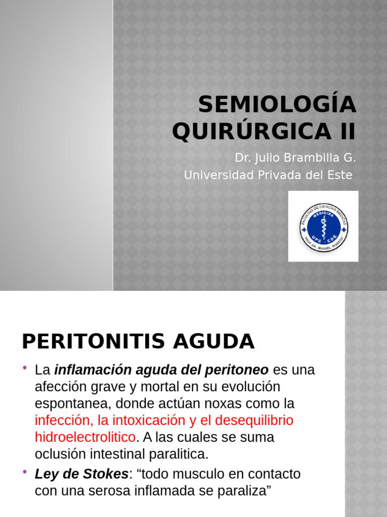 Clase 4 - Peritonitis | PDF | Gastroenterología | Enfermedades y trastornos