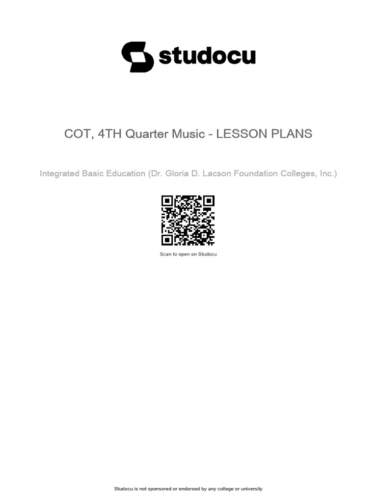 Cot 4th Quarter Music Lesson Plans | PDF | Tempo | Learning