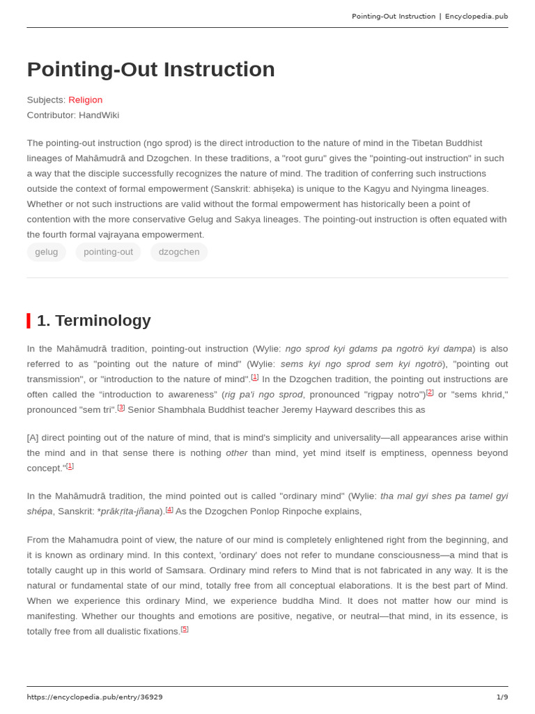 Pointing Out Instruction 1 | PDF | Mahamudra | Vajrayana