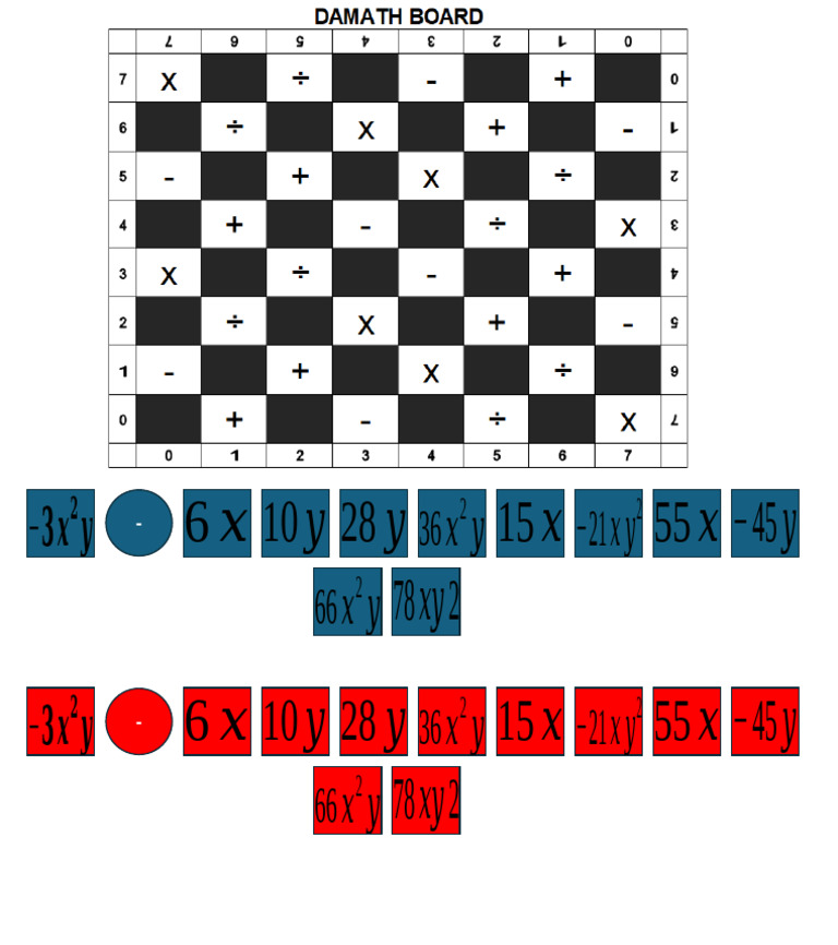 Sample Template Damath Board and Chips | PDF