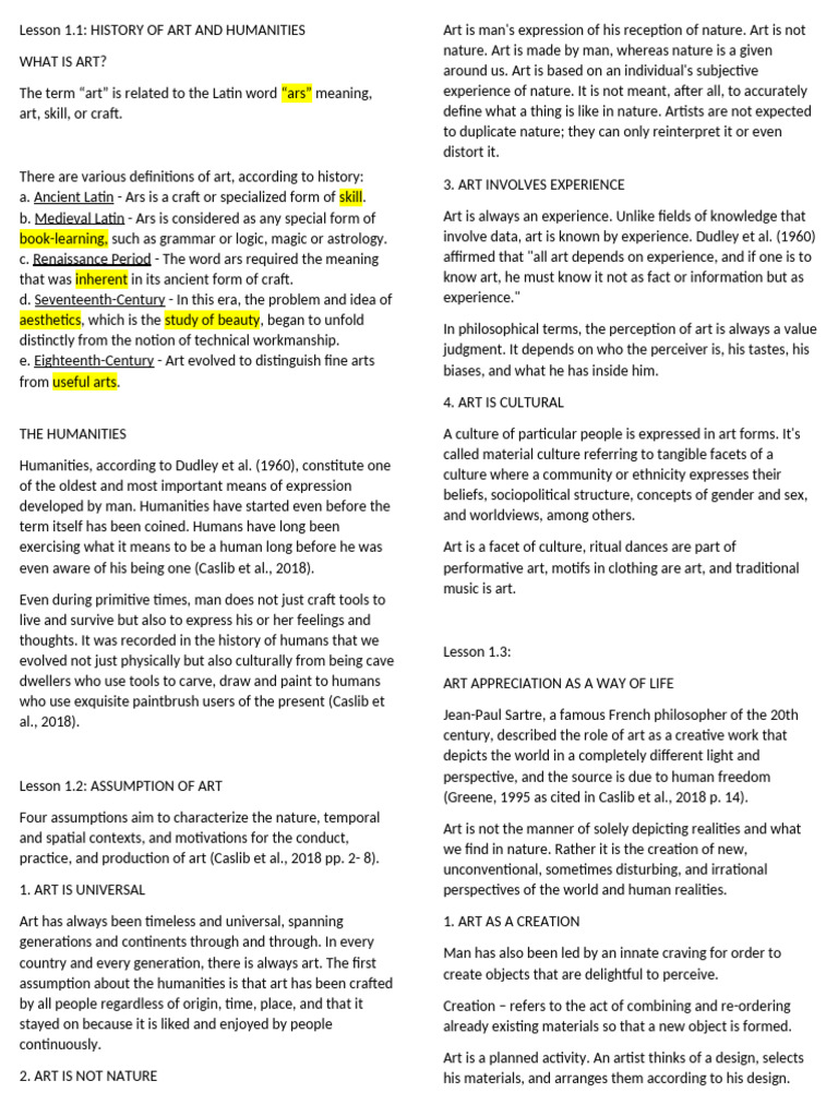 Art and Humanities: A Historical Overview | PDF | Aesthetics | The Arts