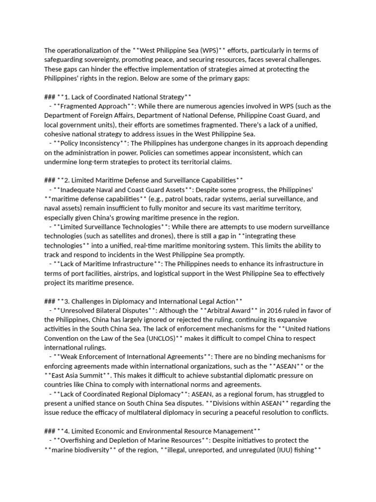 Sample AI - Gaps On WPS Operations | PDF | South China Sea ...