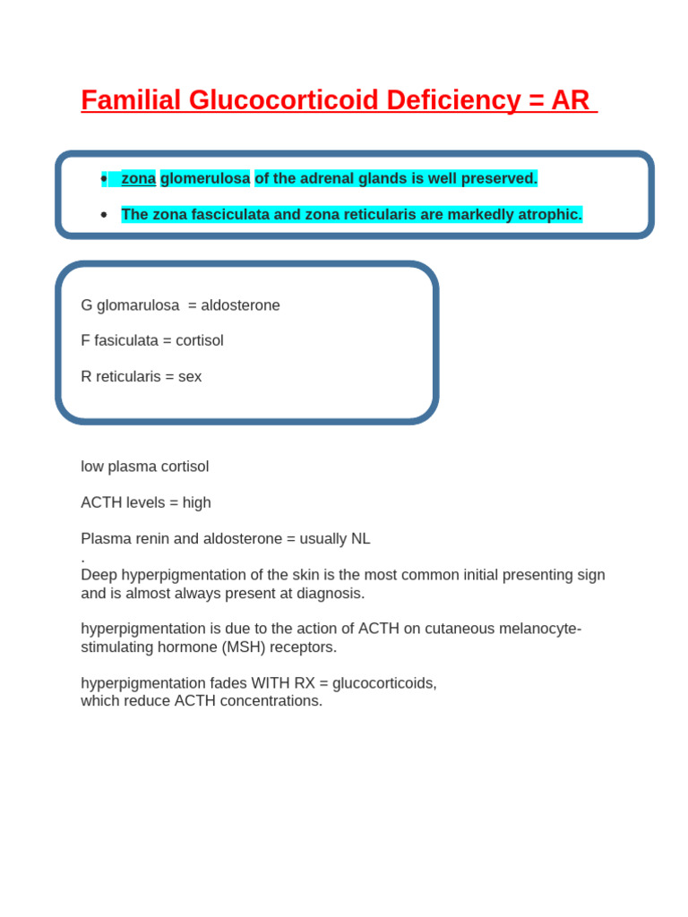 Familial Glucocorticoid Deficiency | PDF | Glucocorticoid | Adrenal Gland