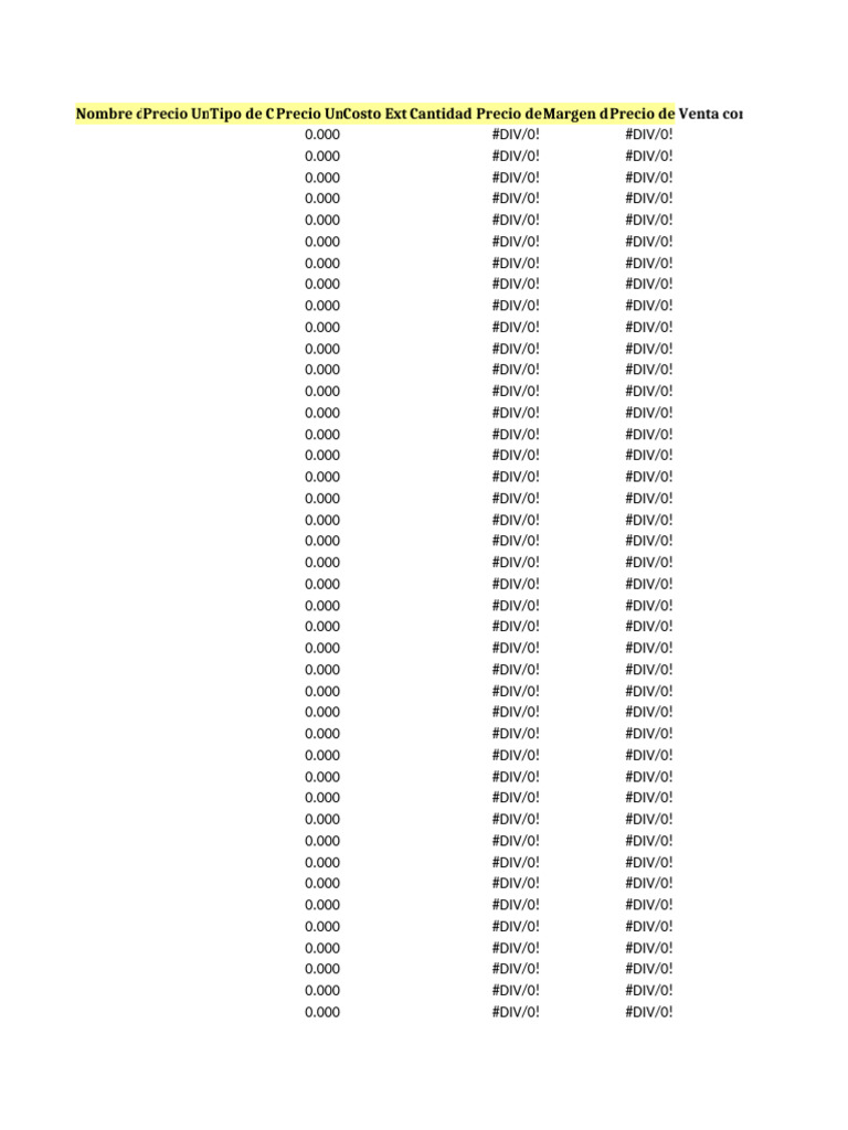 Plantilla Presupuesto BRL PYG Milesimas | PDF