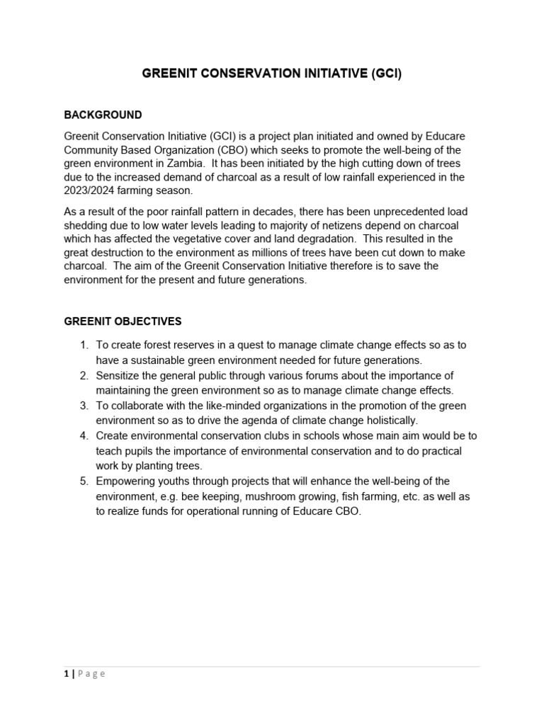 Greenit Conservation Initiative Overview | PDF | Conservation Movement ...
